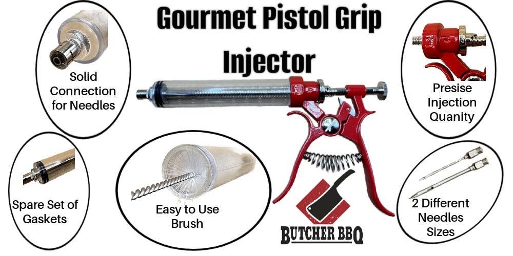Butcher BBQ - Gourmet Pistol Grip Meat Injector-Ergo Handle-High Quali ...